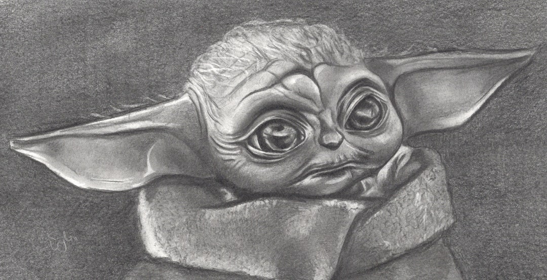 Grogu Baby Yoda Hand Drawn Art Print - Etsy