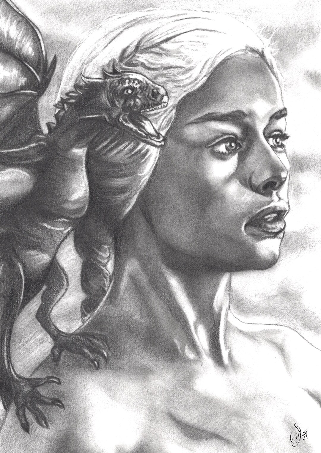 Emilia Clarke Daenerys Targaryen Hand Drawn Art Print - Etsy