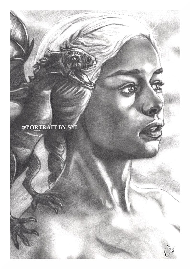 Emilia Clarke Daenerys Targaryen Hand Drawn Art Print - Etsy