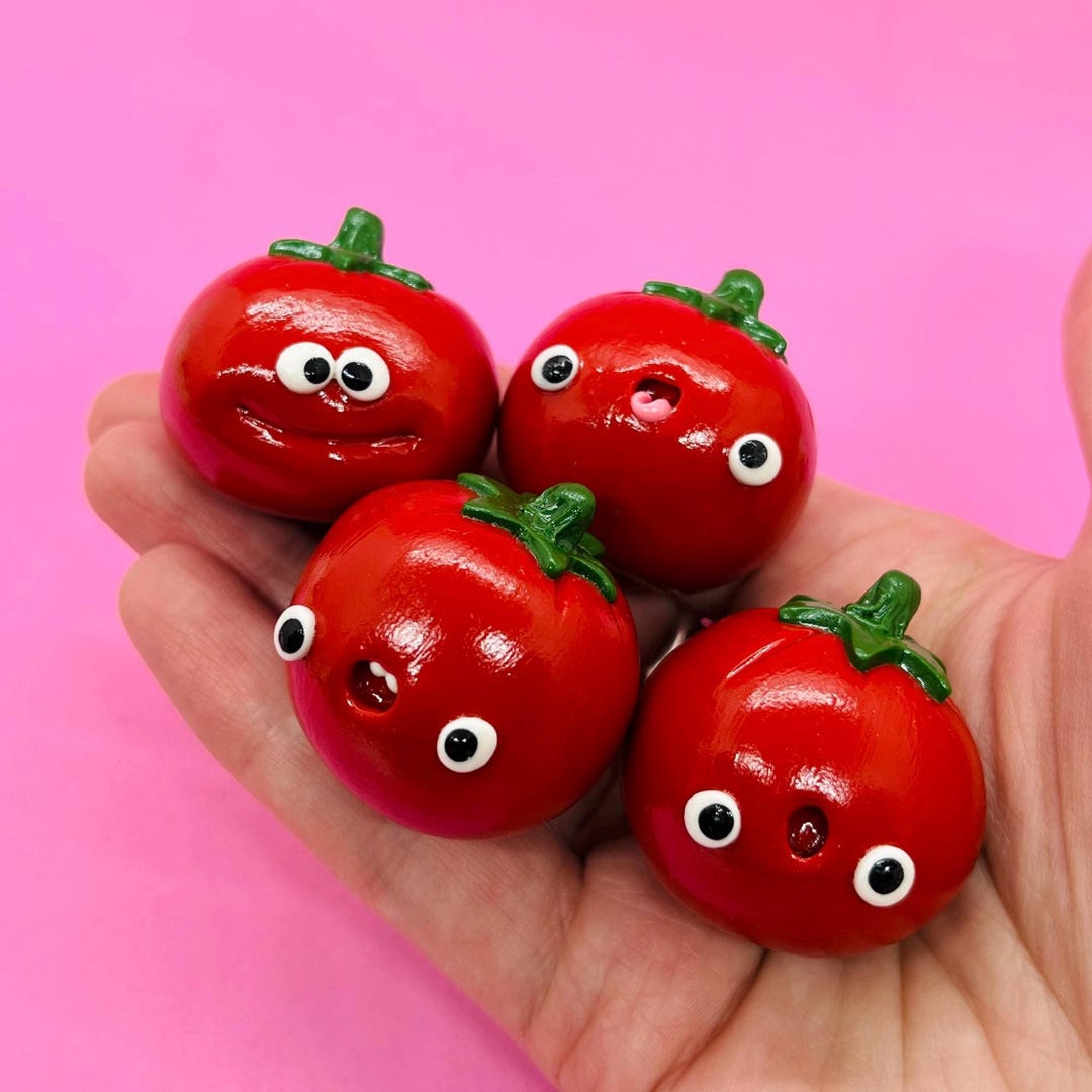 Silly Tomato Clay Figurine Sculpture| Kawaii, Polymer Clay, Funny Face ...
