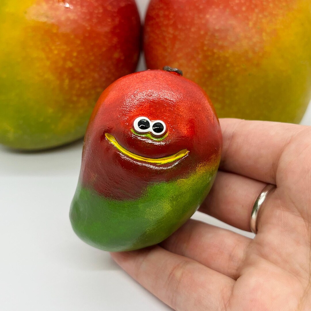 Cute Happy Smiling Mango Sculpture| Silly Polymer Clay Food, Funny Face ...