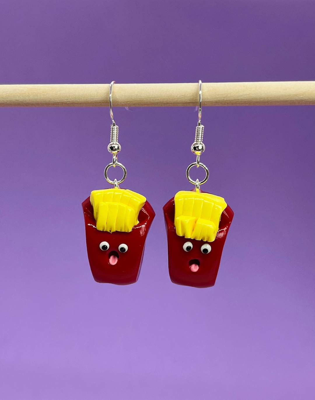 Silly French Fry Earrings 925 sterling silver plated earrings, kawaii ...