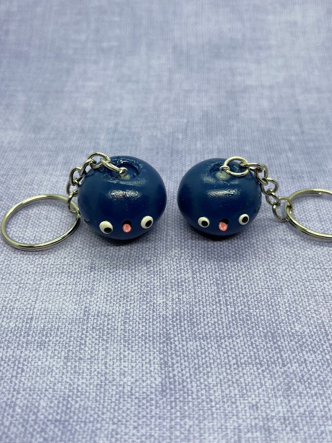 Cute Blueberry Keychain Kawaii Keychain, Clay Food Keychain, Funny Face ...