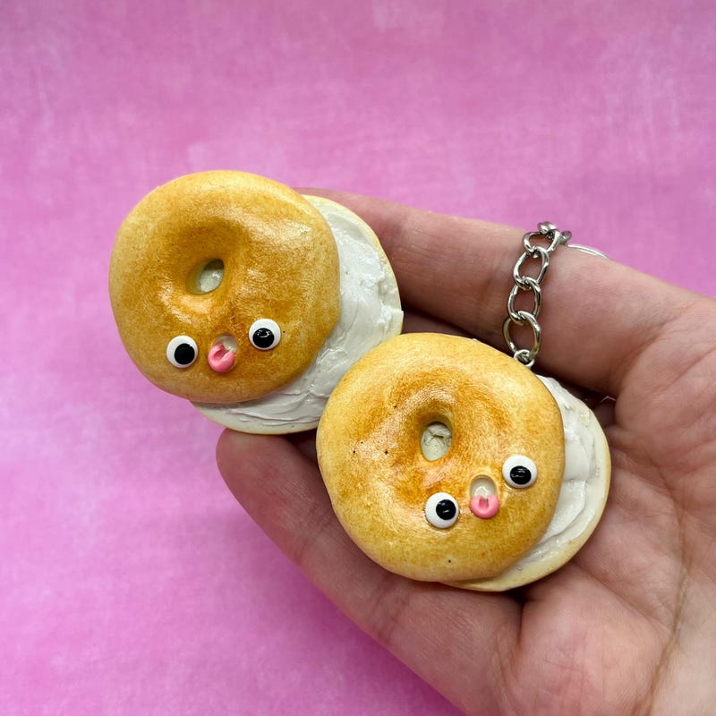 Bagel Keychain - Etsy