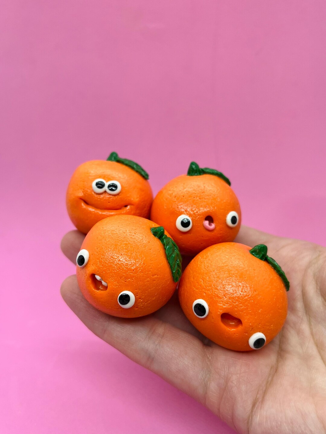 Silly Orange Clay Figurine Sculpture| Kawaii, Polymer Clay, Funny Face ...