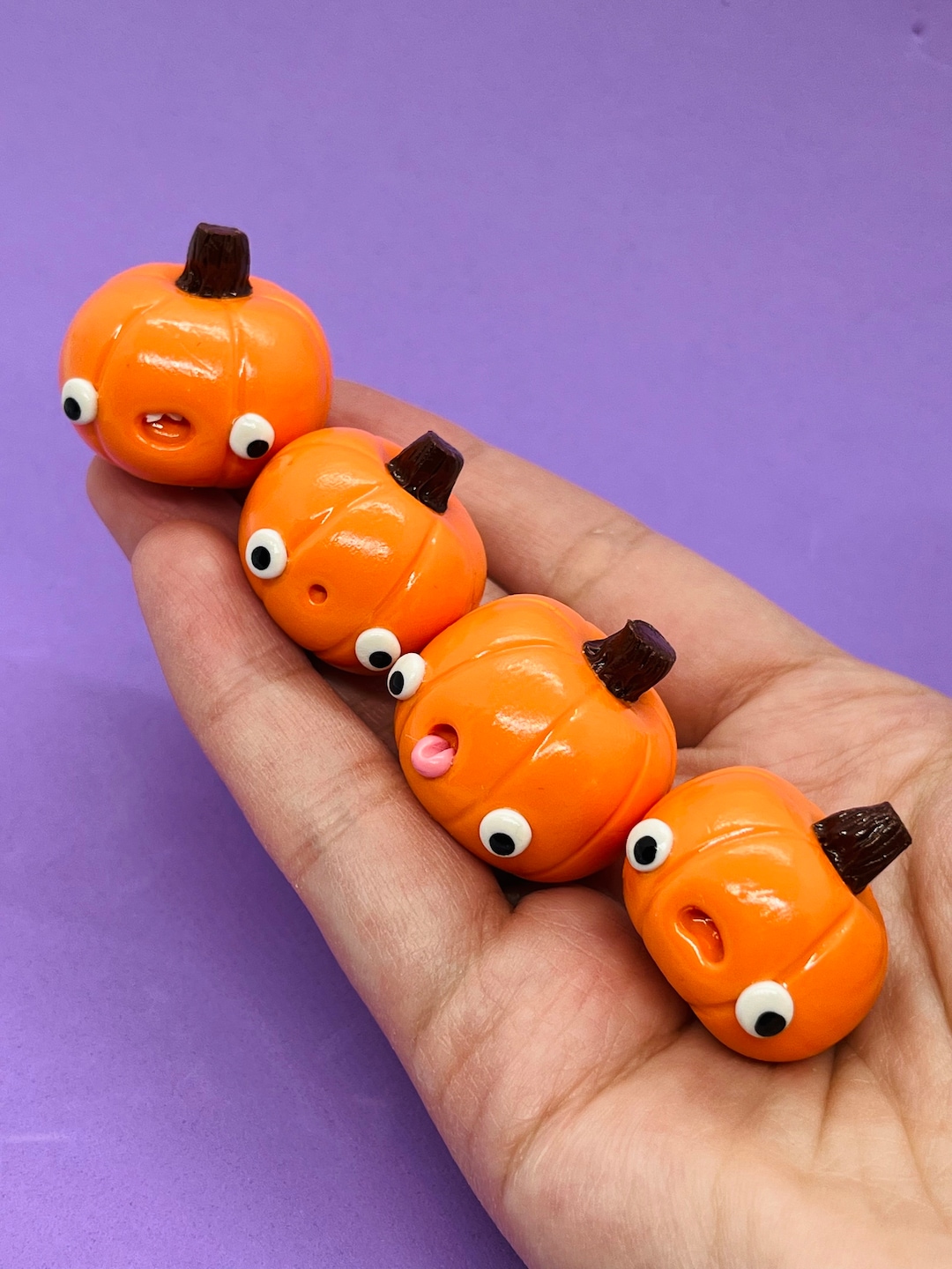 Funny Face Pumkin Sculpture| Kawaii, Polymer Clay Halloween Decor ...
