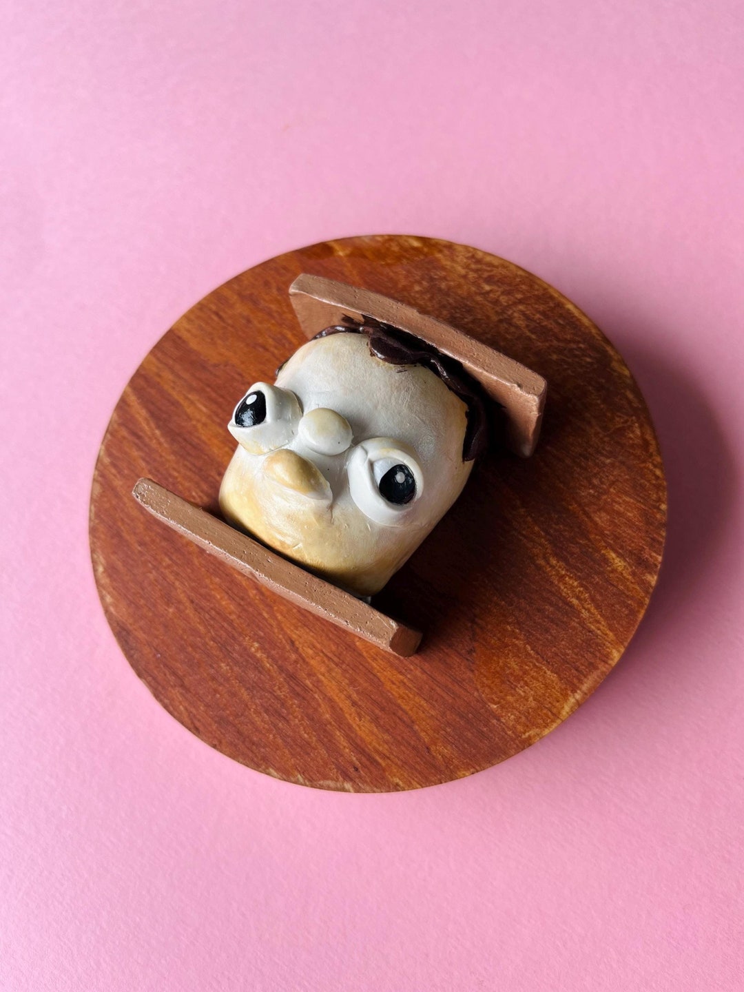 Funny Smores Pouting Face Baby Handmade Clay Sculpture Wall Art, Silly ...