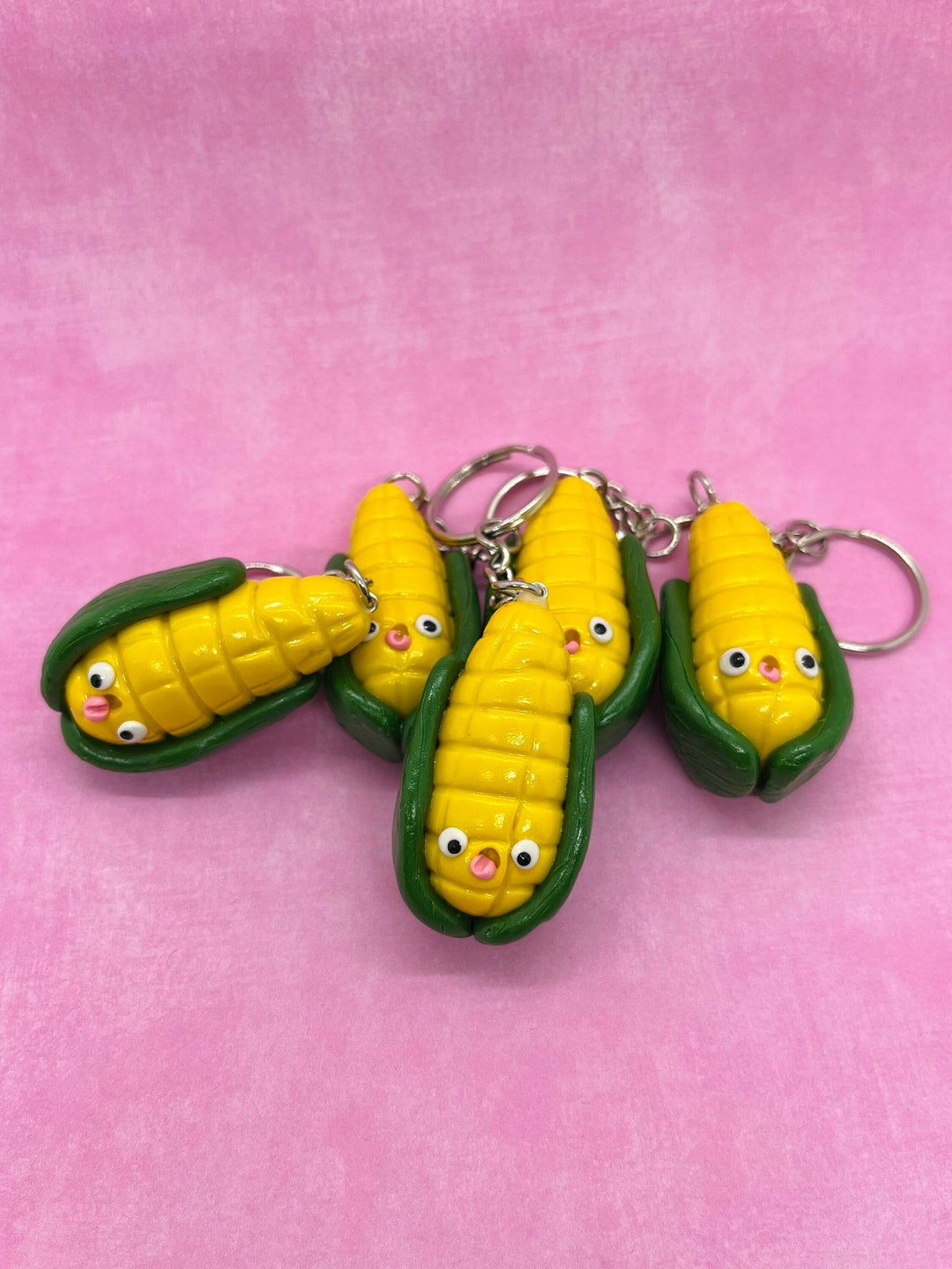 Cute Corn Keychain |kawaii Keychain, Funny Face Food Keychain, Cute ...