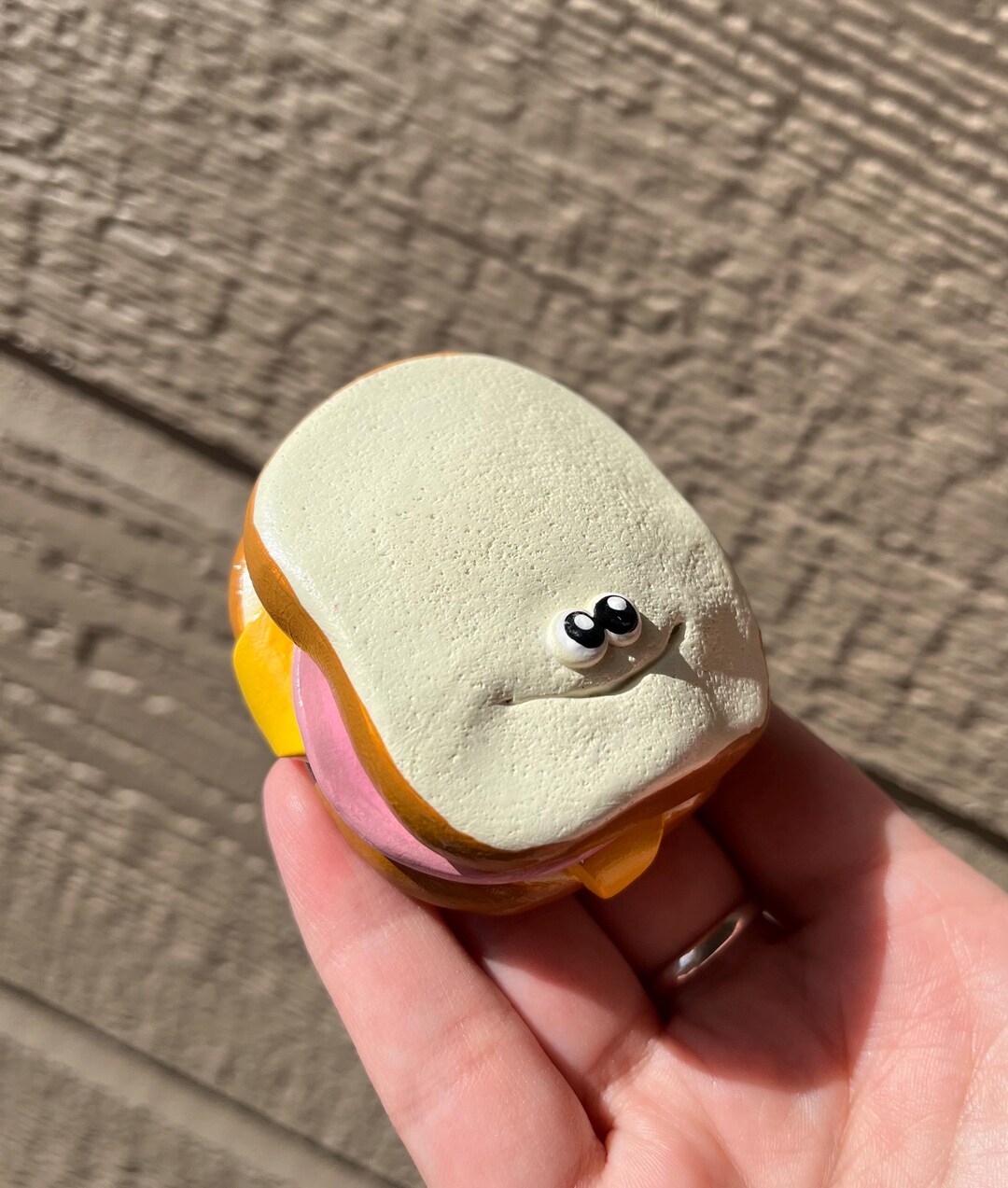 Cute Smiling Ham and Cheese Sandwich Sculpture| Kawaii, Polymer Clay ...