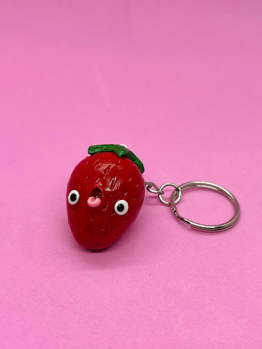 Cute Strawberry Keychain Kawaii Keychain, Clay Food Keychain, Funny ...