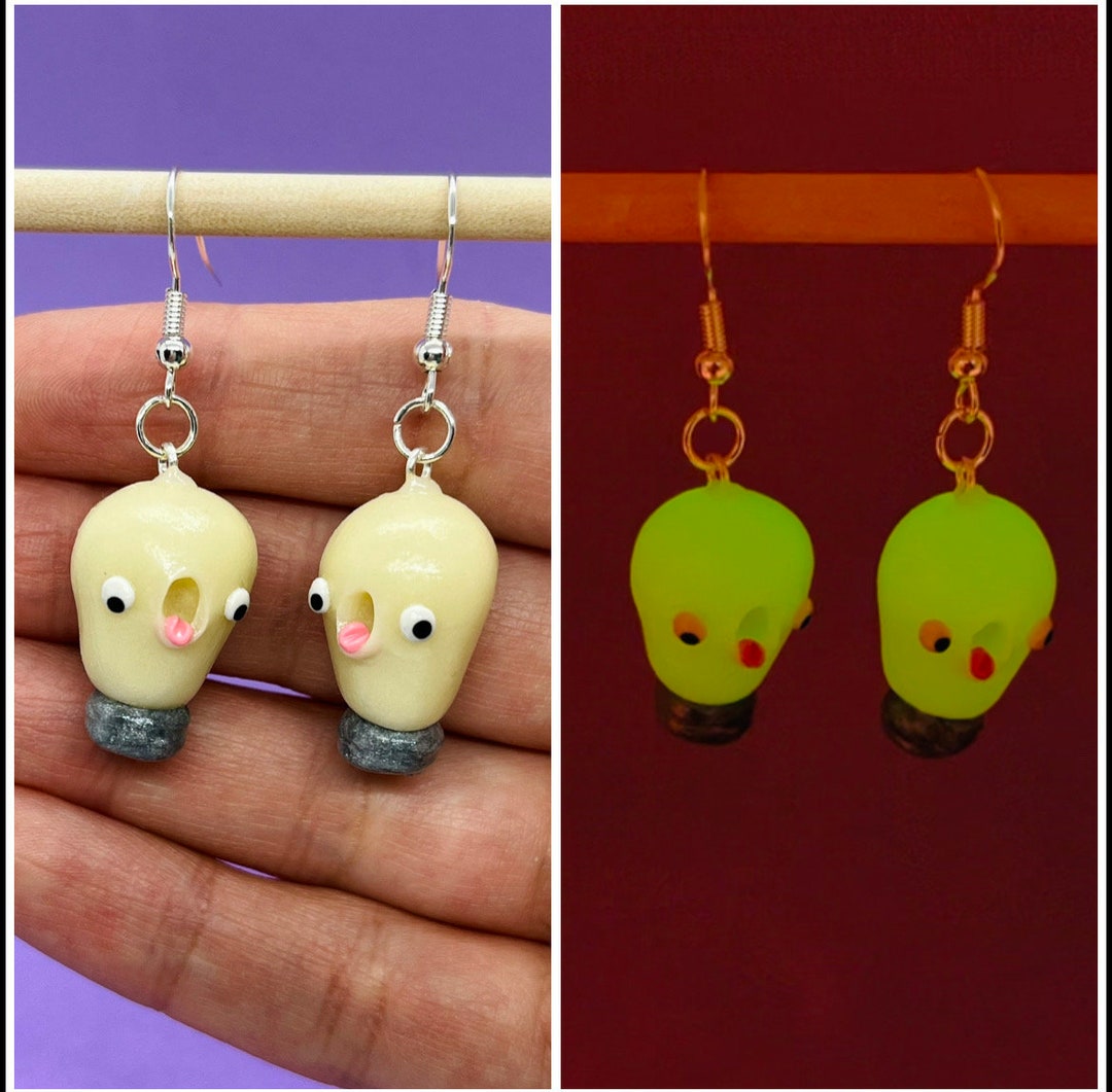 Silly Light Bulb Glow in the Dark Earrings 925 Sterling Silver Plated ...