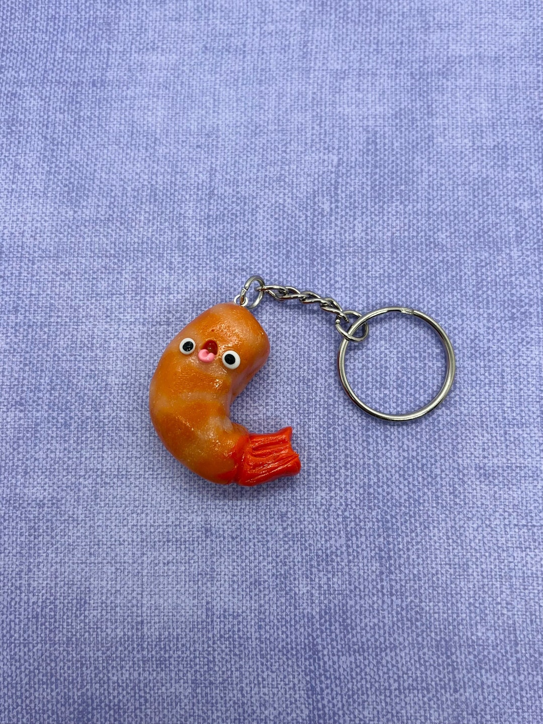 Funny Shrimp Keychain | Kawaii Keychain, Clay Food Keychain, Funny Face ...