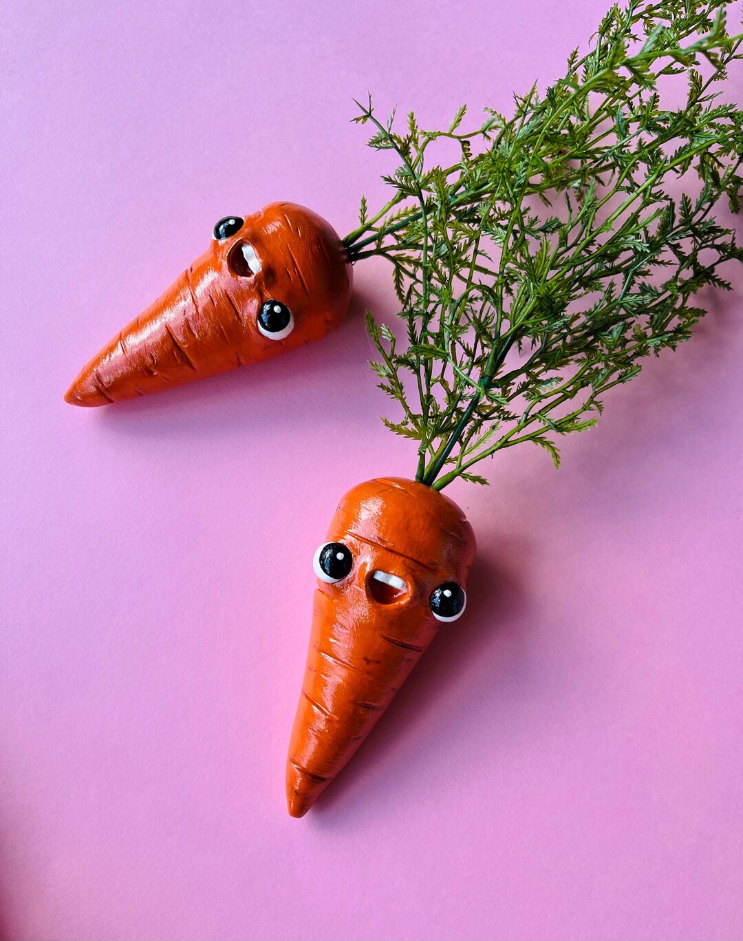 Funny Face Carrot Sculpture| Kawaii, Polymer Clay, Funny Face Art, Gift ...