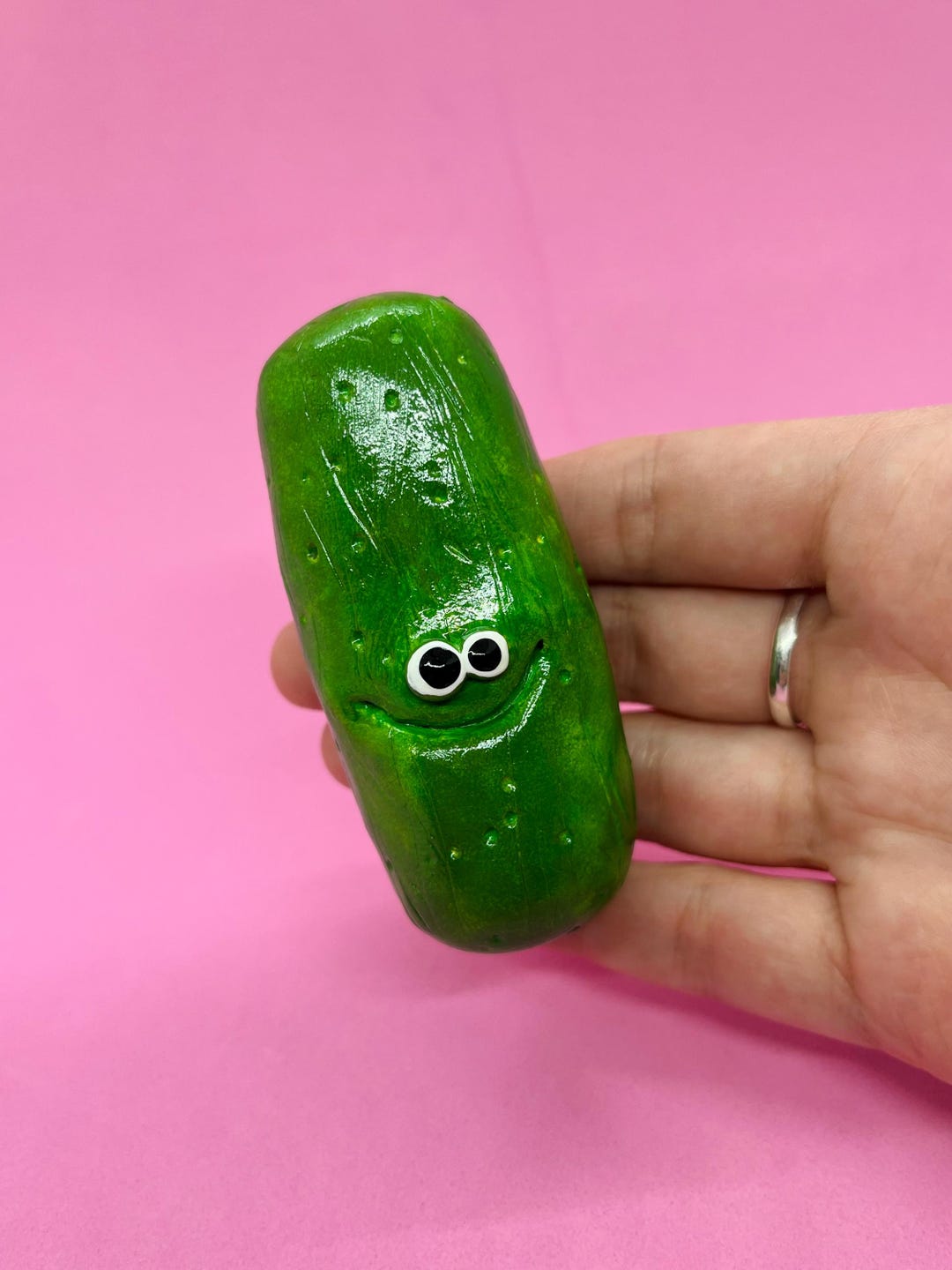 Funny Smiling Face Pickle Sculpture | Clay Food Pickle Figurine, Funny ...