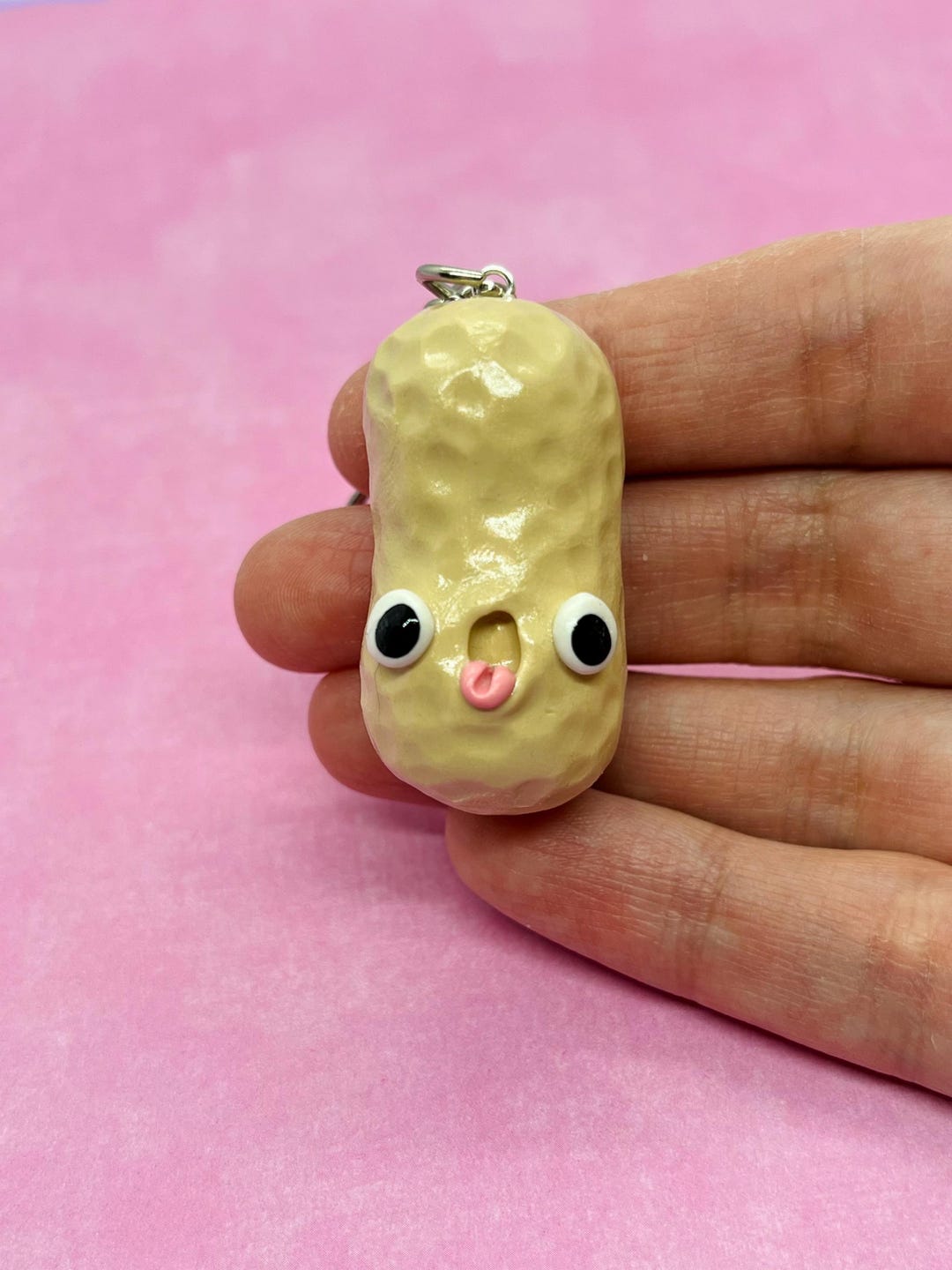 Cute Peanut Keychain | Kawaii Keychain, Clay Food Keychain, Funny Face ...