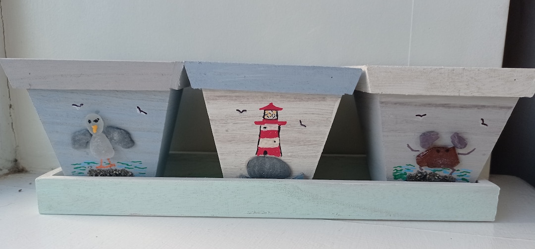Triple Set of Seaside Wooden Flower Pots - Etsy