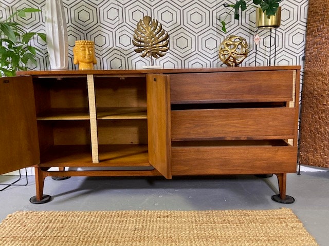 Vintage MCM Buffet Sideboard Console Walnut FREE SHIPPING - Etsy