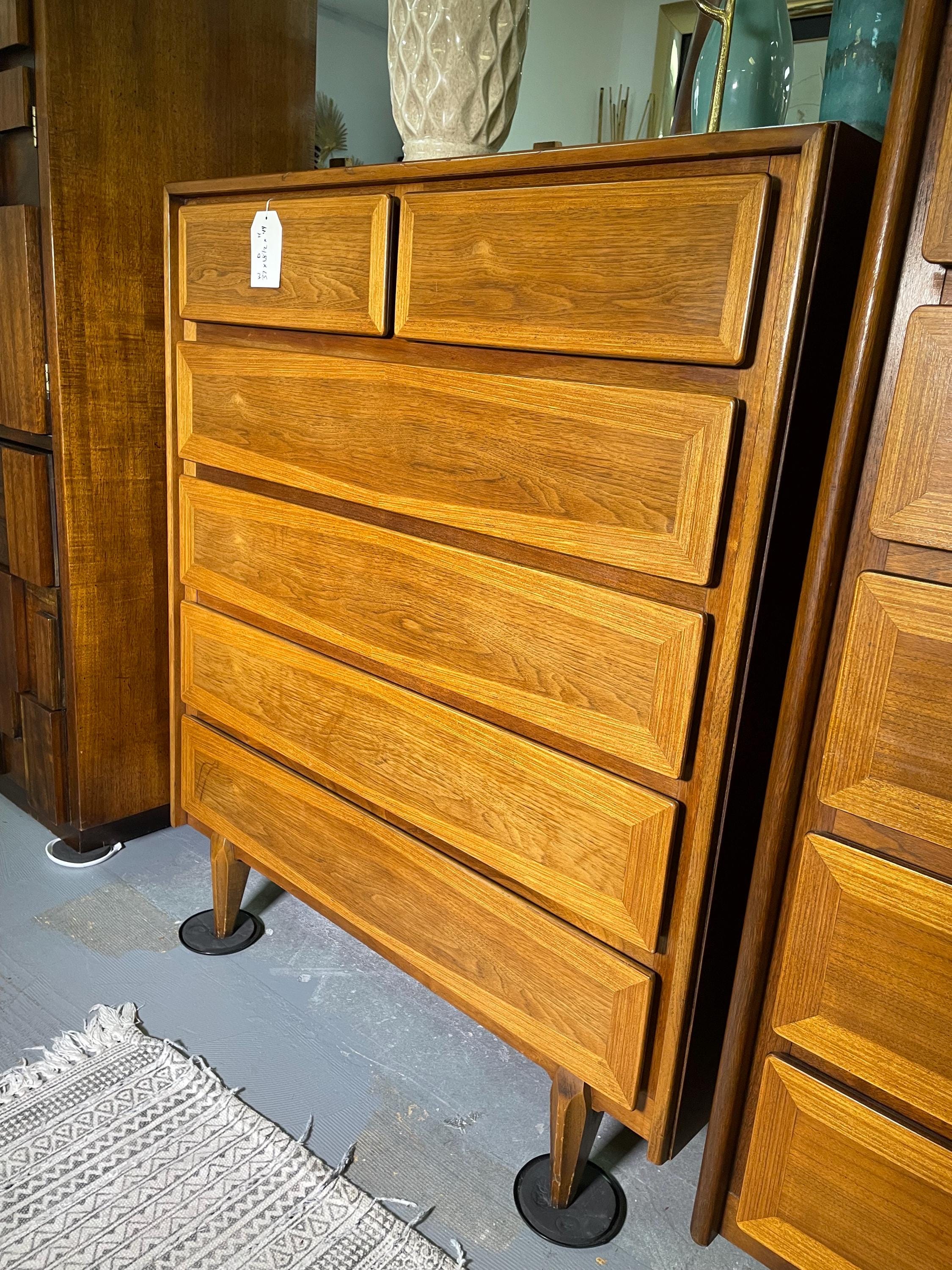 Mid Century Modern Tallboy Dresser American of Martinsville Two Toned ...