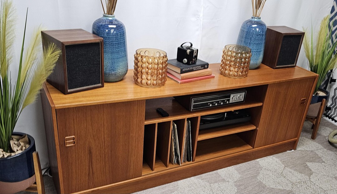 Vintage Danish Modern Teak Entertainment Center 1970s free Shipping - Etsy