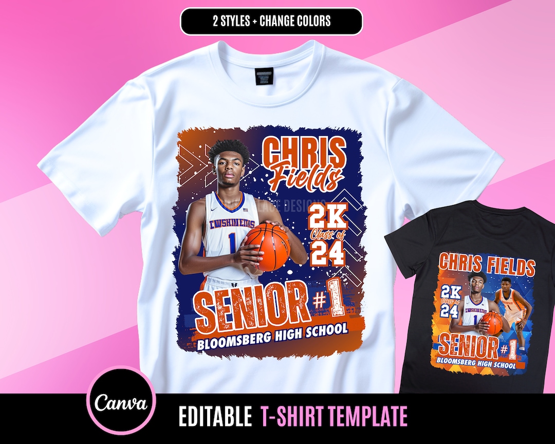 Basketball Tshirt Design File, Senior Night, Editable in Canva, T Shirt ...