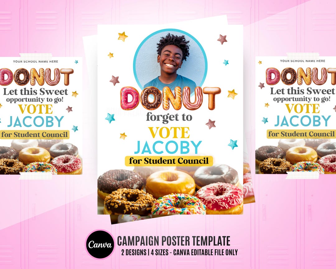 Donut Vote Poster: Class President Campaign, Customizable Template ...