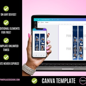 Graduation Stole Sash, Blue or Any Color, Editable in Canva, Class of ...