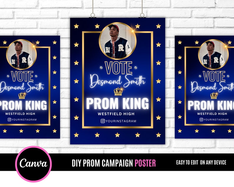 Homecoming King Poster, Prom King Poster, Edit With Canva - Etsy
