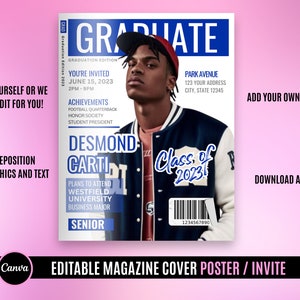 Graduation Magazine Cover, Magazine Cover Prom, Homecoming, Resizing ...