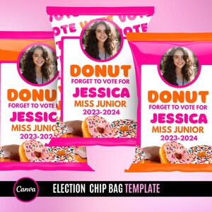 Donut Forget to Vote Chip Bag, Class Campaign Snack Bag, Class Campaign ...