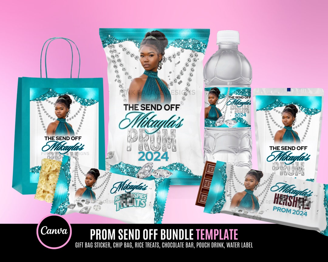 Prom Send off Treat Bundle, Teal, Prom Water Label, Prom Candy Bar ...