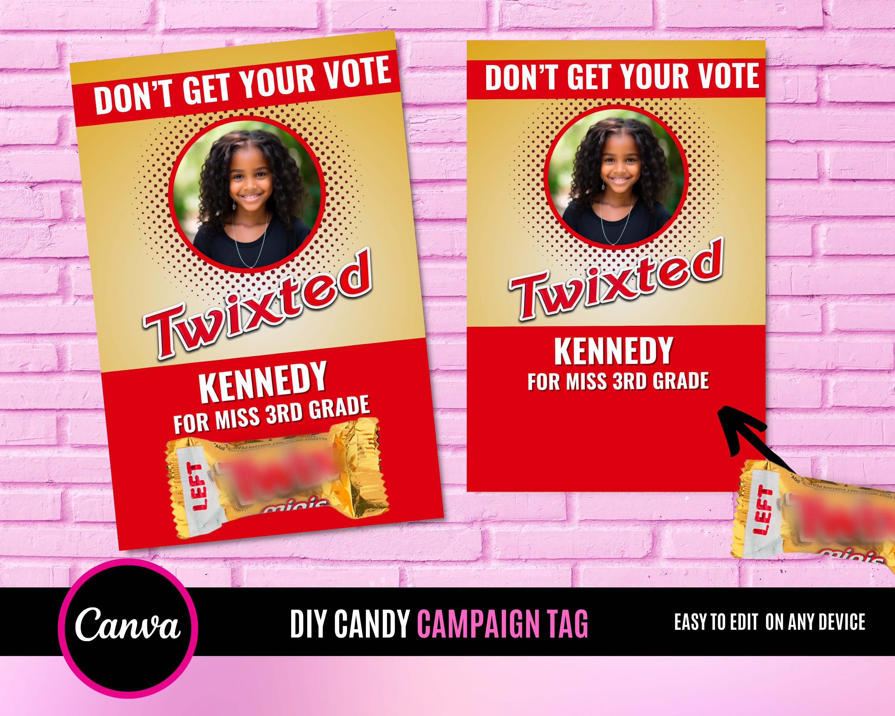 Twixted Candy Tag, Election Campaign Voting Cards, Vote for Me ...