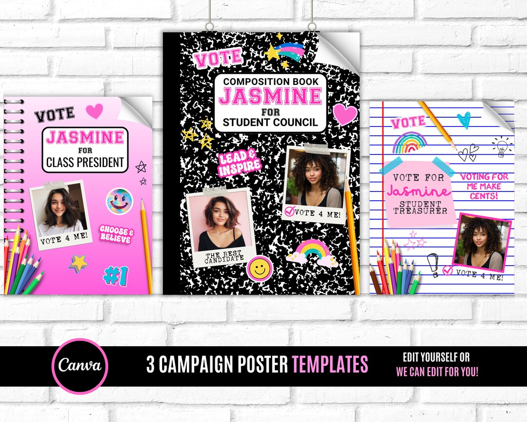 3 Campaign Posters, Vote Poster, Homecoming Poster, Class Treasurer ...