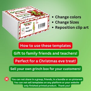Grinchmas Eve Box Templates Set 1 | for Canva Users ONLY | INCLUDE ...