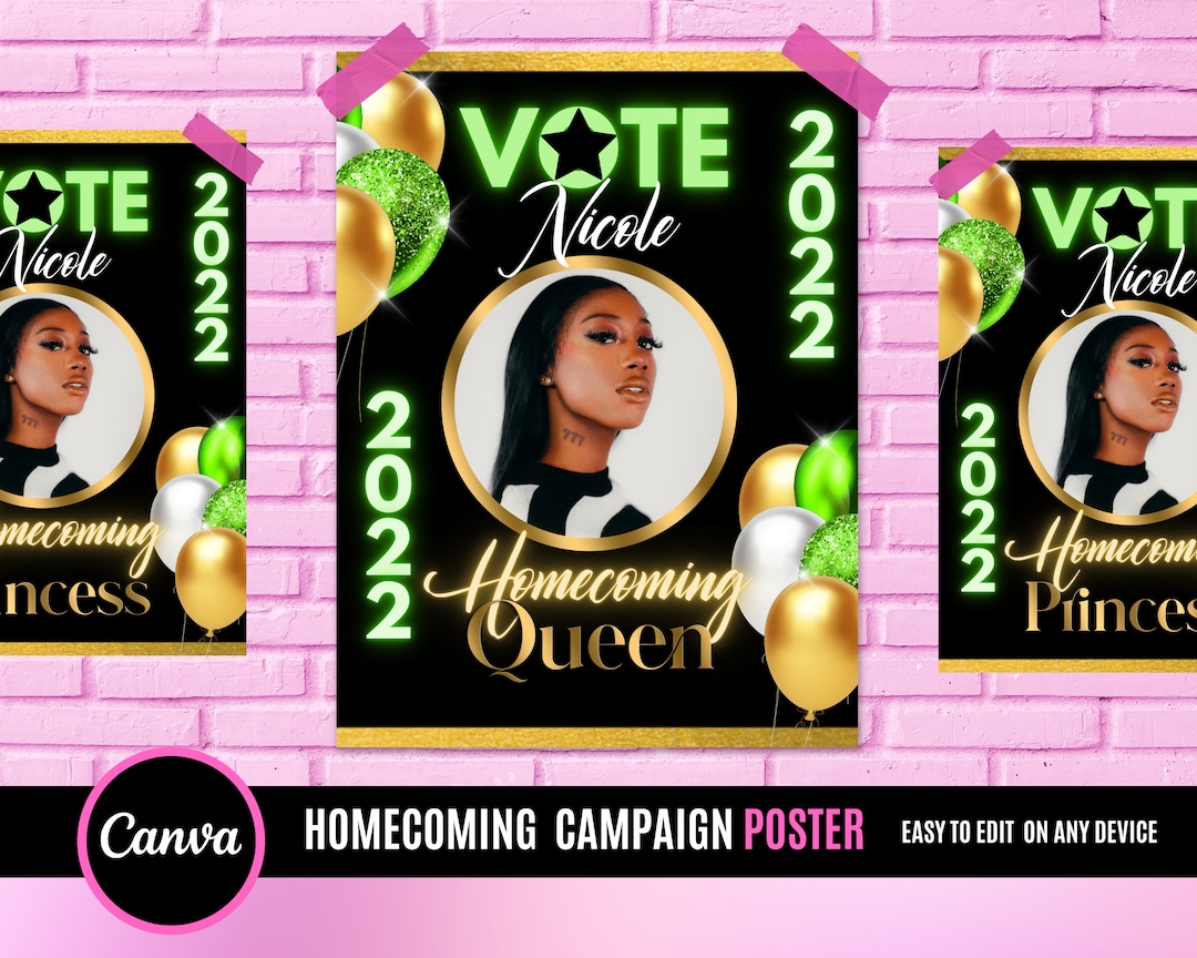 Homecoming Queen Poster Sign, Class Campaign, Class President, High ...