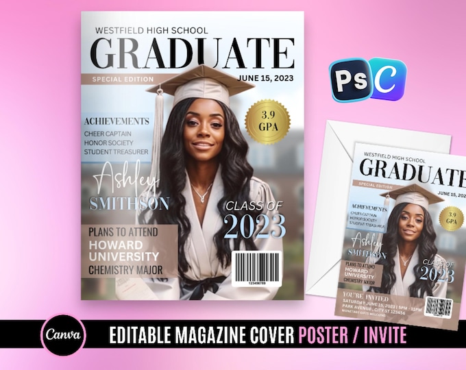 Graduation Magazine Cover, Graduation Invitation, Graduation 2024 ...