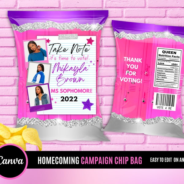 Homecoming Chip Bag Template - Etsy