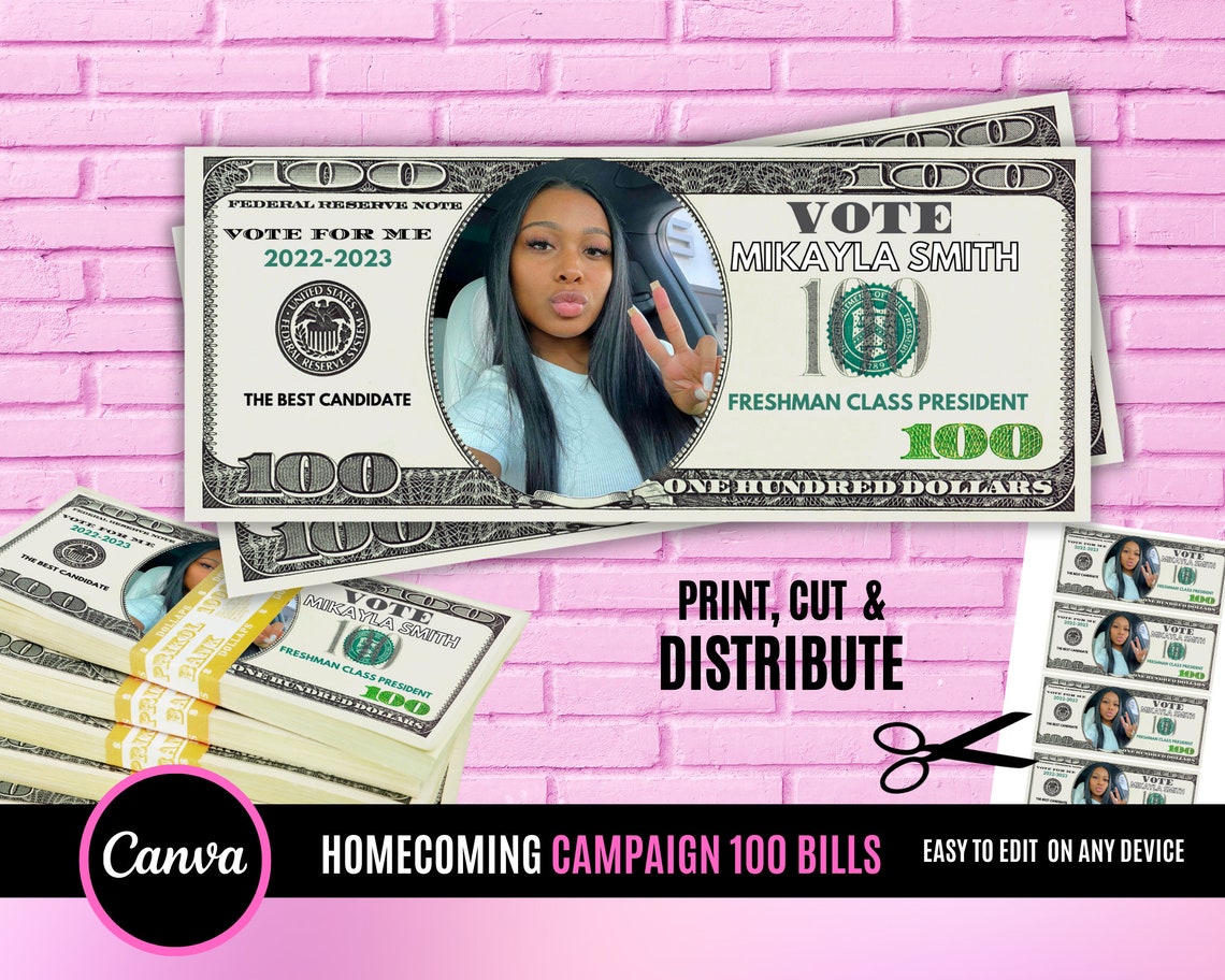 Homecoming Campaign Money, Homecoming 100 Bill, Vote for Me, Election ...