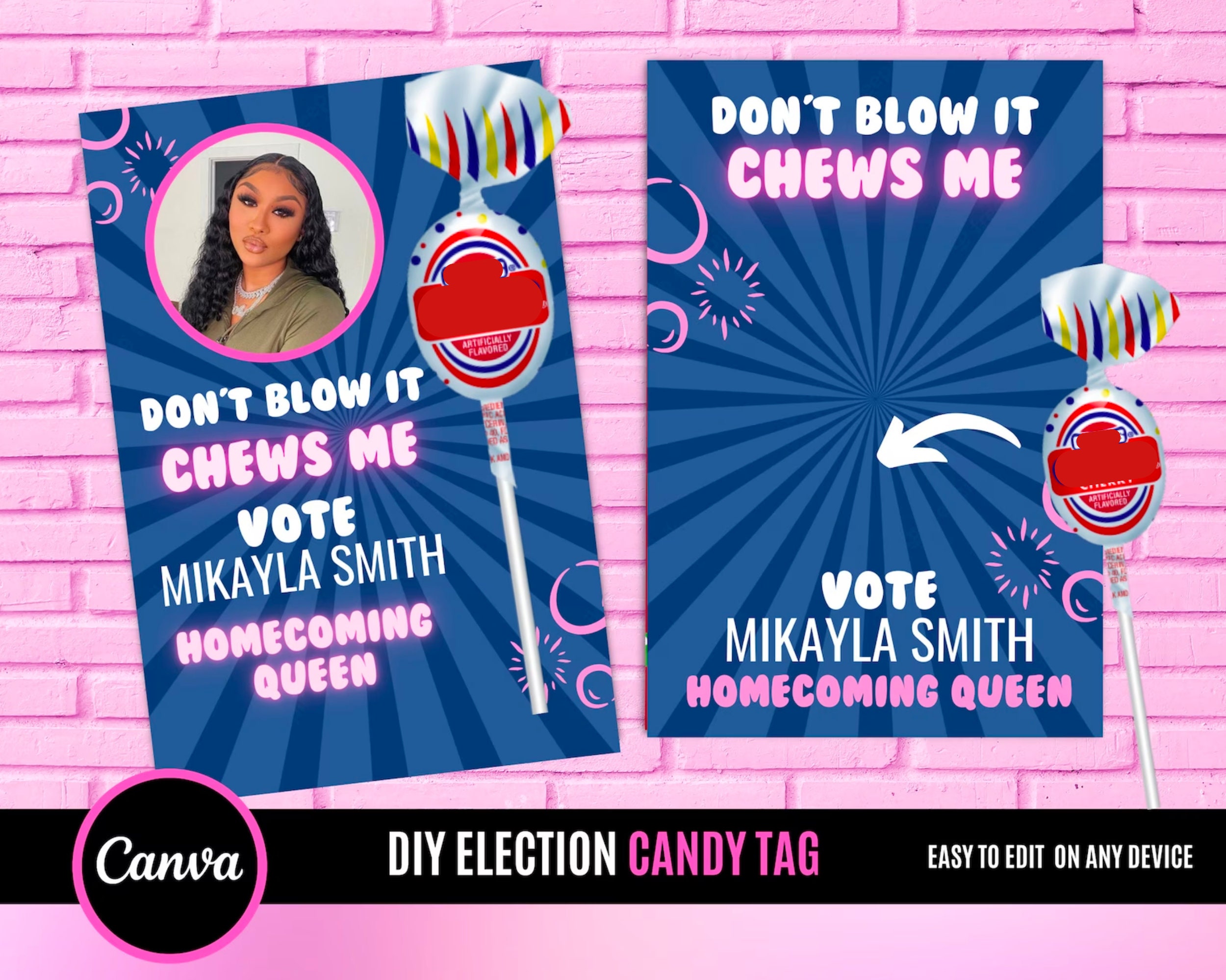 Chews Me Tag, Homecoming Campaign Voting Cards, Vote for Me, Homecoming ...