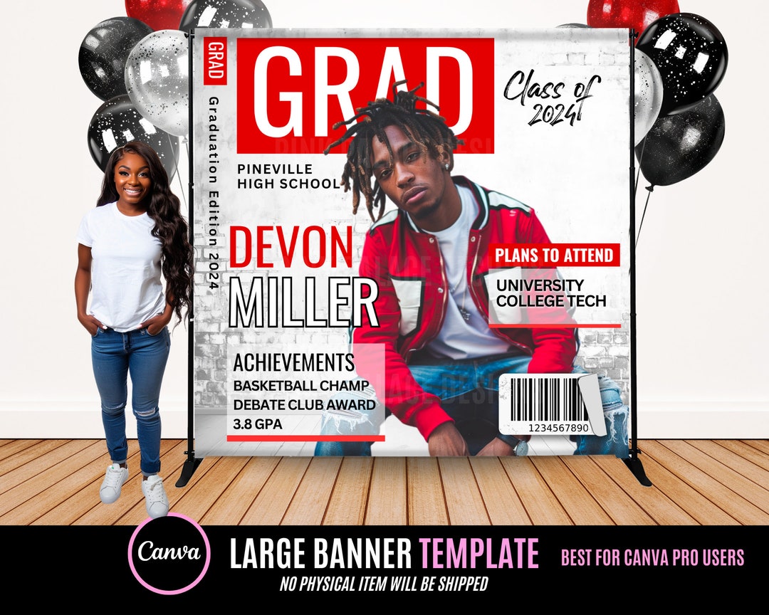 Graduation Banner Template, Editable in Canva , Graduation Magazine ...
