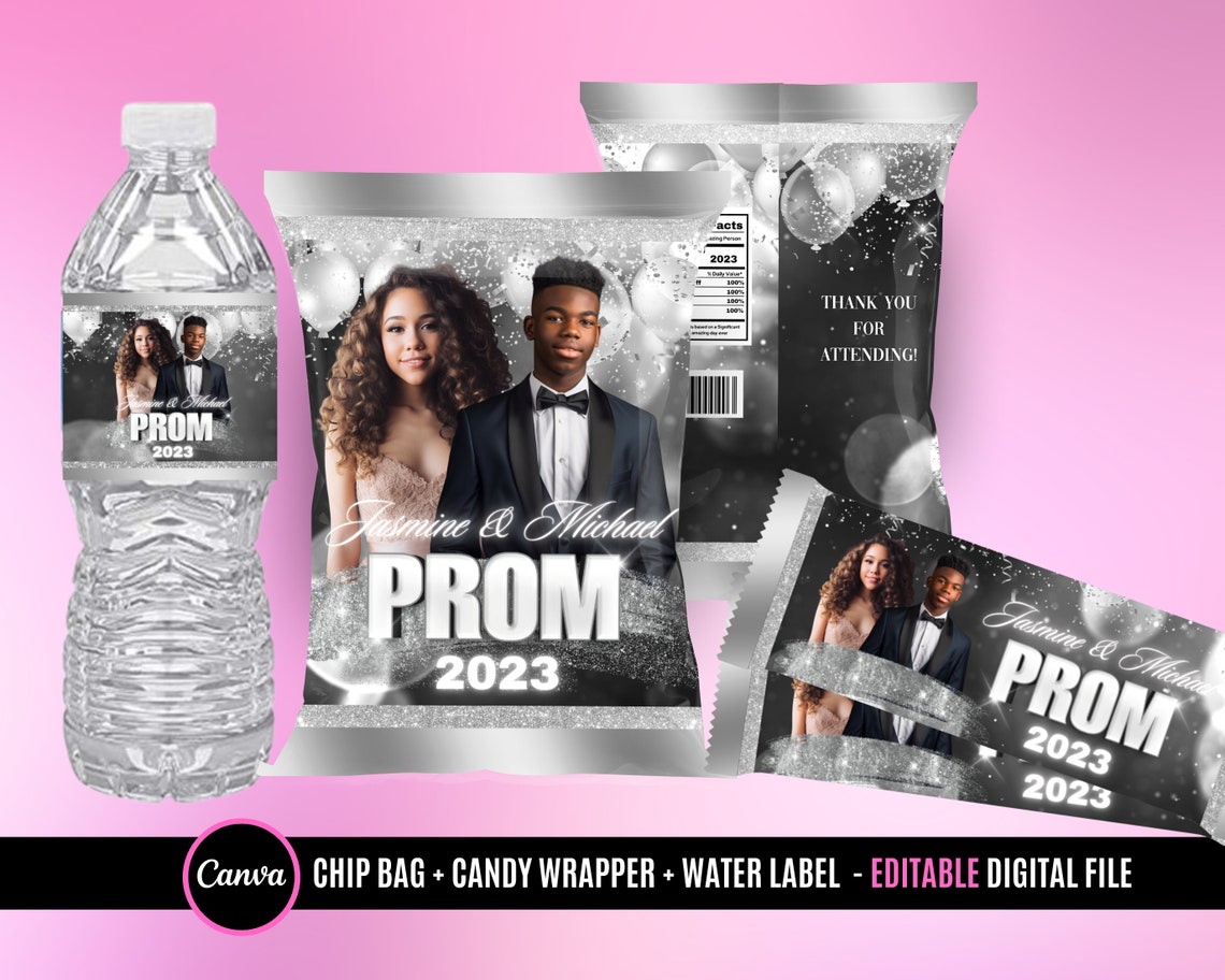 Prom Send off Chip Bag, Prom Water Label, Prom Candy Bar Digital Files ...