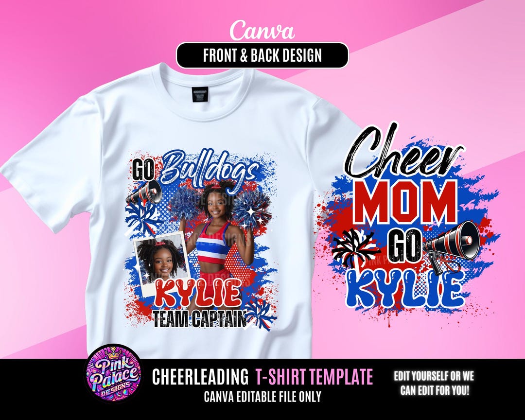 Cheerleader Design File, Cheer T Shirt Design, Editable in Canva, T ...