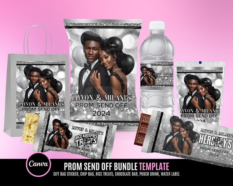 Prom Send off Treat Bundle, Silver, Prom Water Label, Prom Candy Bar ...