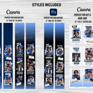 Graduation Stole Sash, Blue or Any Color, Editable in Canva, Class of ...