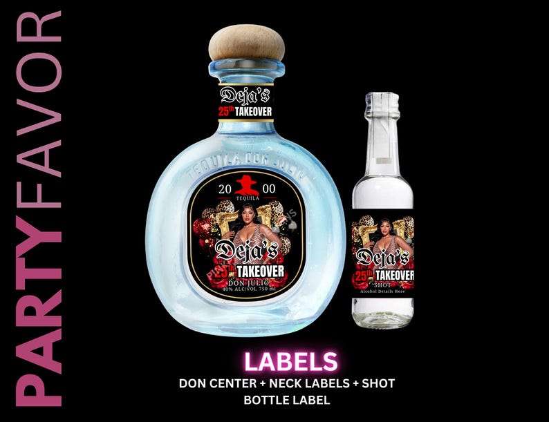 Don Julio Bottle Label Template: Editable Shot Bottle Sticker (canva ...
