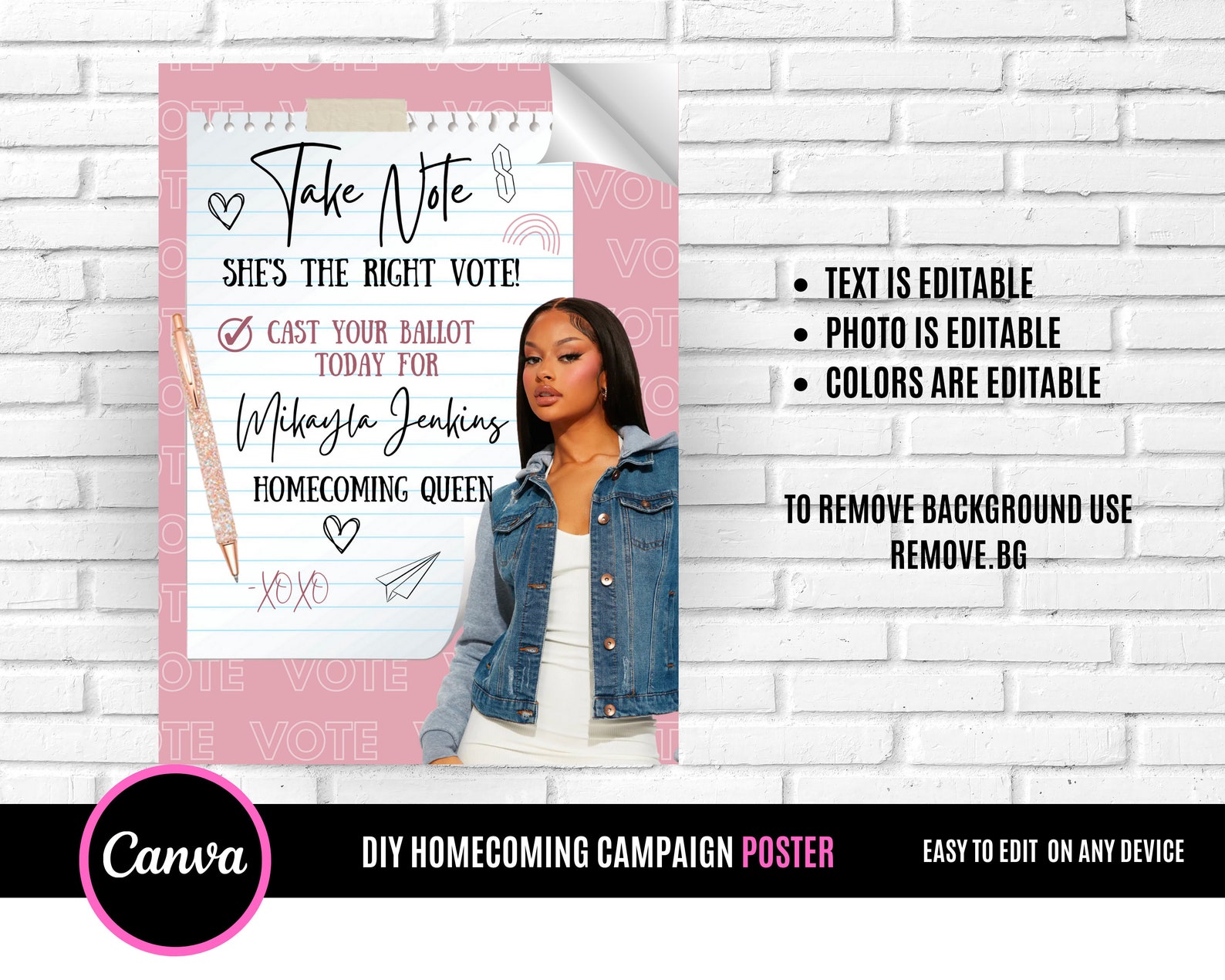 Homecoming Queen Poster Sign, Class Campaign, Class President, High ...
