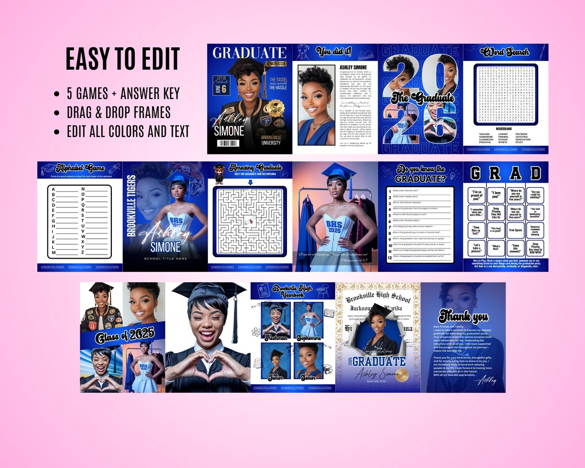 Graduation Activity Booklet Template | DIY Canva Magazine - Etsy