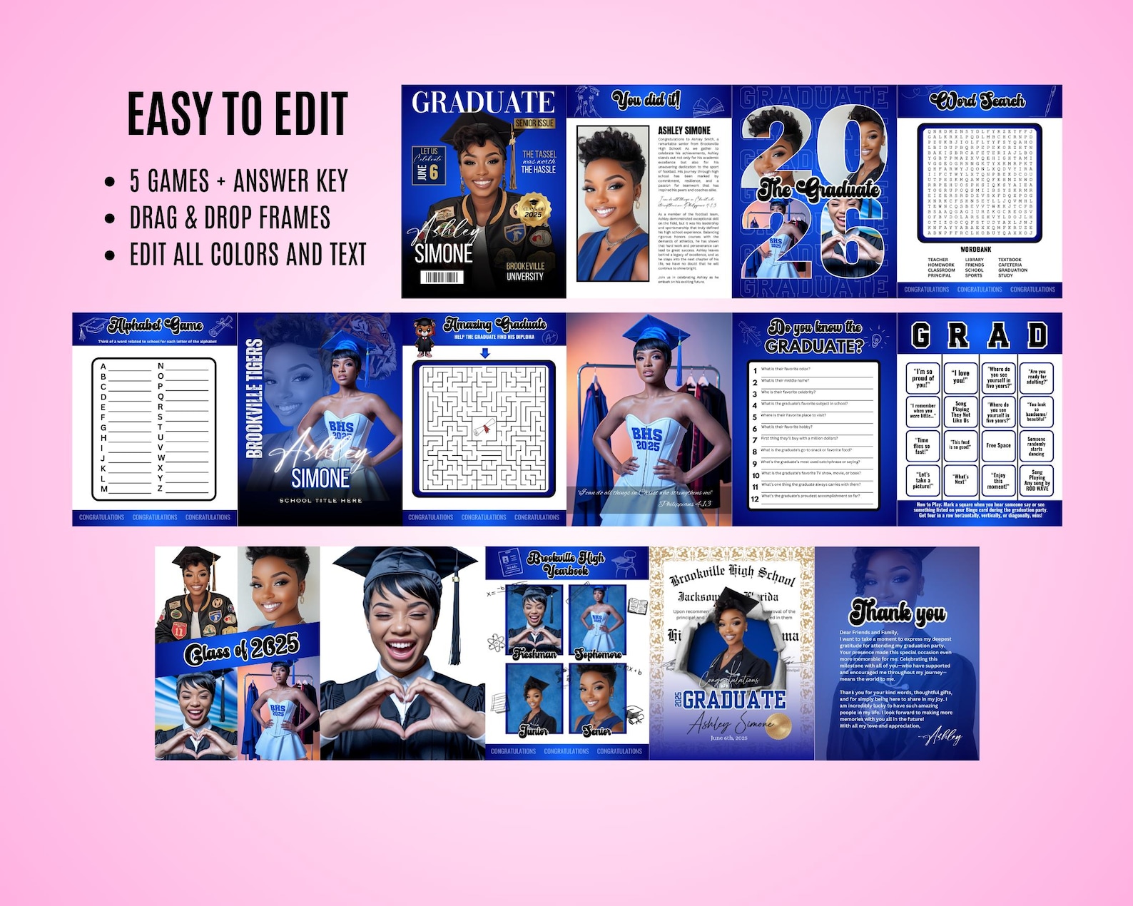 Graduation Activity Booklet Template | DIY Canva Magazine - Etsy