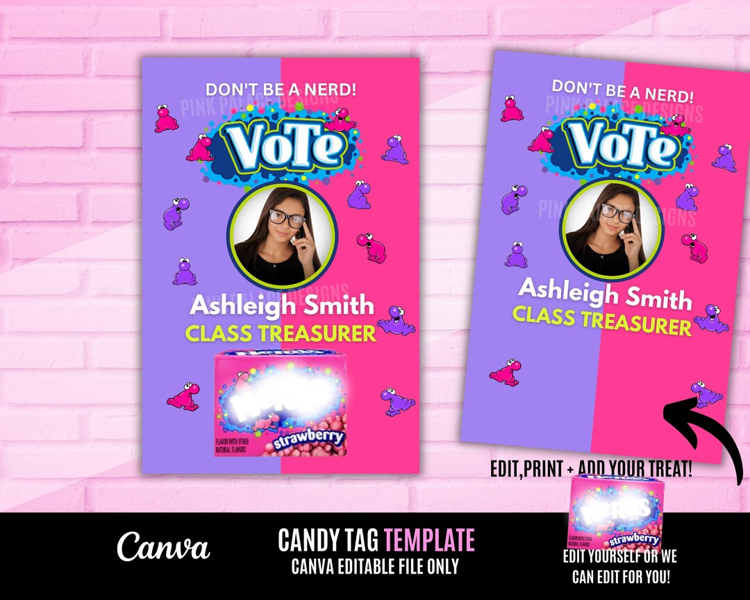 Chewy Candy Tag, Election Campaign Voting Cards, Vote for Me ...