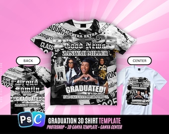 Graduation 3D Tee Shirt Design File, Pink and Black Design File ...