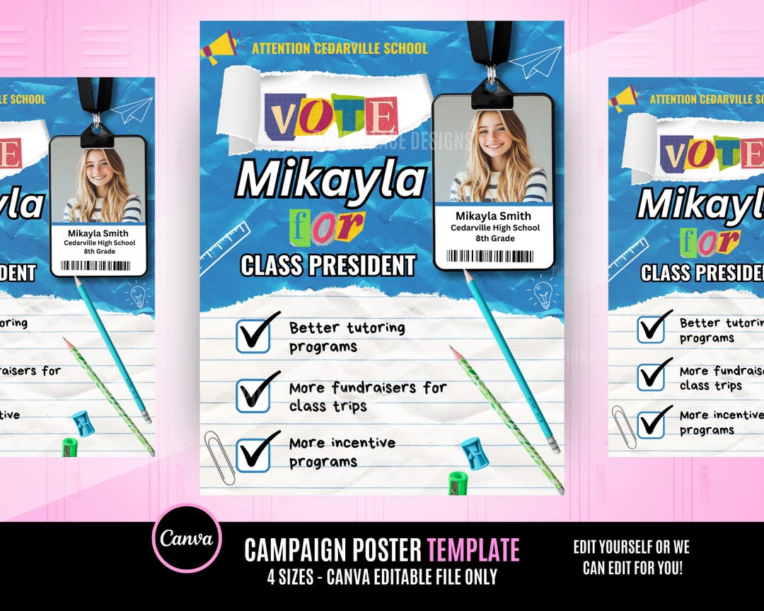 School Campaign Poster, Student Elections Poster , Class Treasurer ...